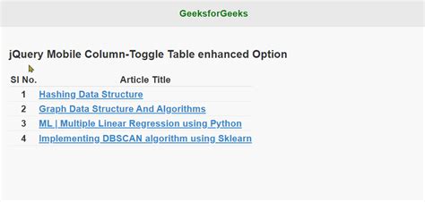 jquery mobile column toggle table enhanced option