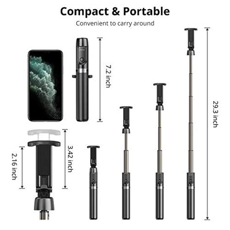 Atumtek Bluetooth Selfie Stick Tripod 360° Rotation Mini Extendable