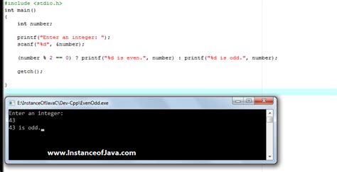 c program for even or odd using for loop instanceofjava