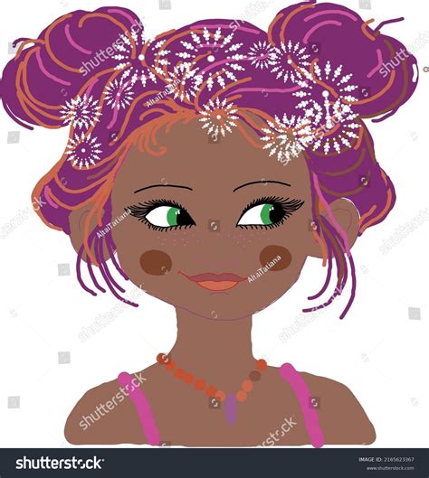 Cute Girl Purple Hair Vector File Stock Vector Royalty Free