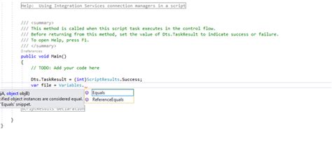 sql server variables not generated in script task