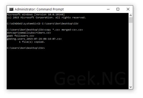 how to merge multiple csv files using command prompt