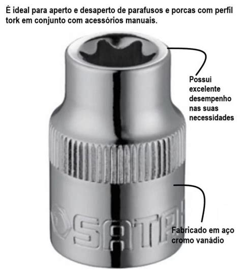 Chave Soquete Torx 3 8” E8 Sata