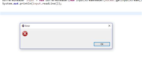 java sockets eclipse blank error popup stack overflow