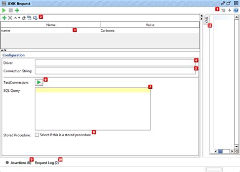 the jdbc request window jdbc