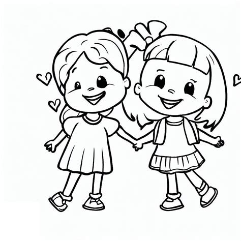Desenhos De Melhores Amigas Felizes Para Colorir E Imprimir