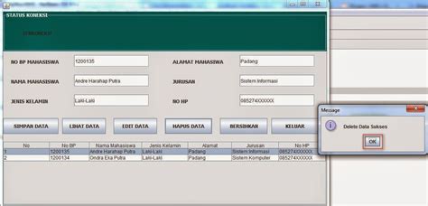 blog bebas java program java update dan delete database dengan netbeans