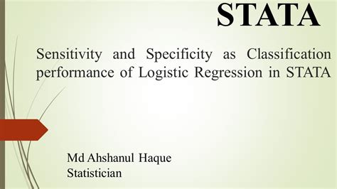 Sensitivity And Specificity As Classification Performance Of Logistic