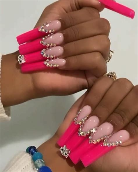 Pl4ygrl ｡☆ Grunge Nails Long Square Acrylic Nails Bling Acrylic Nails