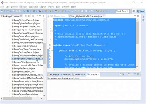 java long highestonebit long i example output java tutorial hq