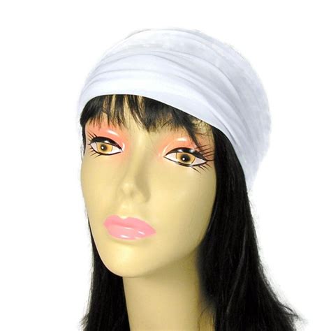 Stay In Place White Lycra Head Wrap Boho Wide Head Wrap White Boho