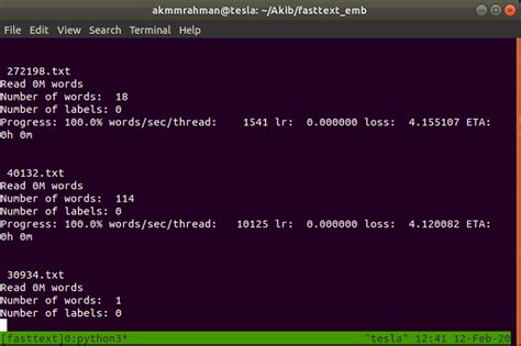 python 3 x why fasttext train unsupervised freezing after training