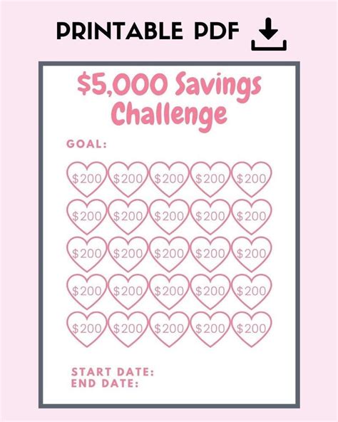 Pink Money Saving Challenge Printable Save 5000 Savings Etsy Artofit