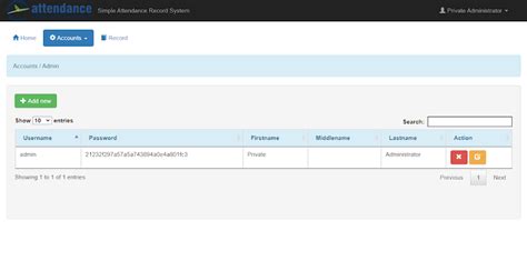 simple attendance record management system in php mysql with source