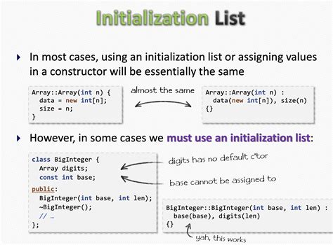 class c initialization list vs assigning values stack overflow
