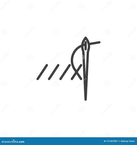 Cross Stitch Needlework Line Icon Stock Vector Illustration Of Logo