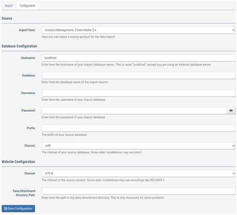 importing data from your old website with the acquire