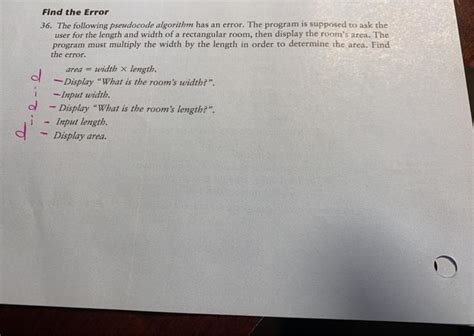 solved find the error 36 the following pseudocode algorithm