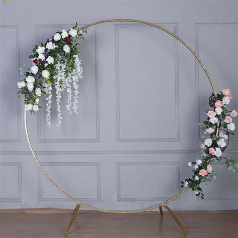 7 Ft Tall Gold Round Metal Wedding Arch Photo Booth Backdrop Stand