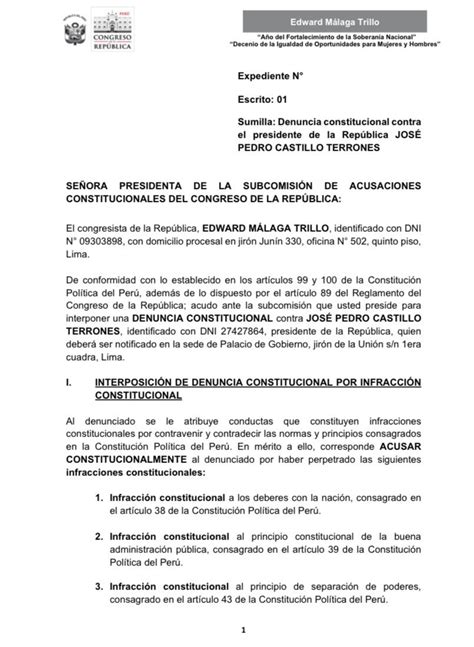 Pedro Castillo Fue Denunciado Constitucionalmente Por Caso De Avión