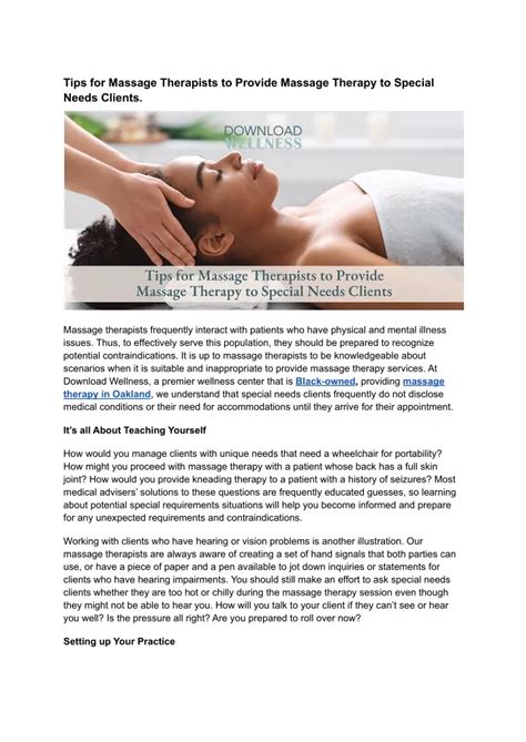 Ppt Tips For Massage Therapists To Provide Massage Therapy To Special