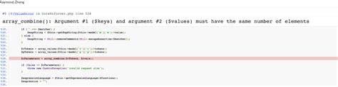 array combine argument 1 keys and argument 2 values must