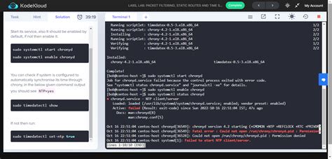lab packet filtering static routes and time synchronization [help