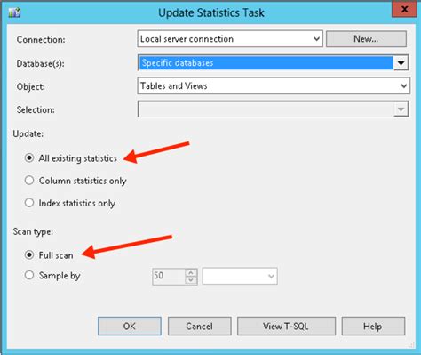 update statistics on a table in sql server dbbad