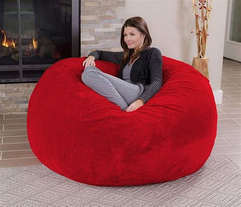 Luxury Xxxl Bean Bag Red Soft Fur For Adults Bean Bag Cover Only Big