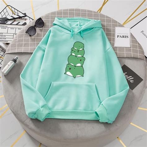 Stacked Frogs Hoodies Hoodies Womens Harajuku Streetwear Hoodies