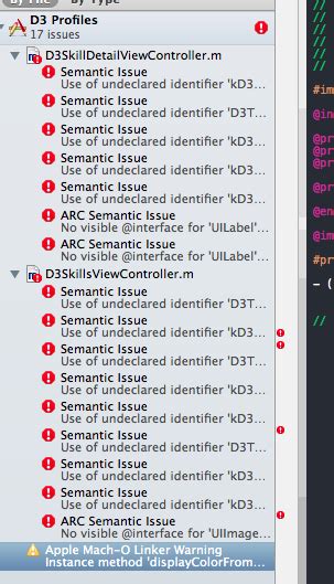iphone xcode use of undeclared identifier errors compiles runs