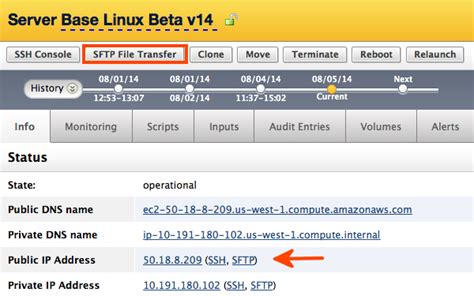 instances and servers actions