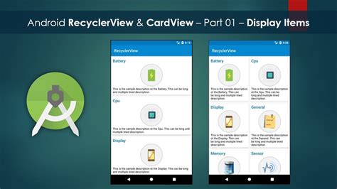 android recyclerview and cardview part 01 display items youtube