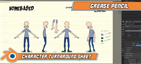 character turnaround sheet using the grease pencil blendernation