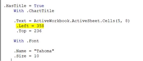 vba suggestions for codes format to set the chart