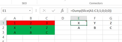 slice function for arrays in excel