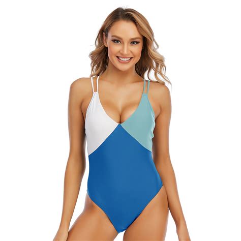 New Fashion Color Blocks 1 Piece Sexy Backless Bathing Suit Swimsuit