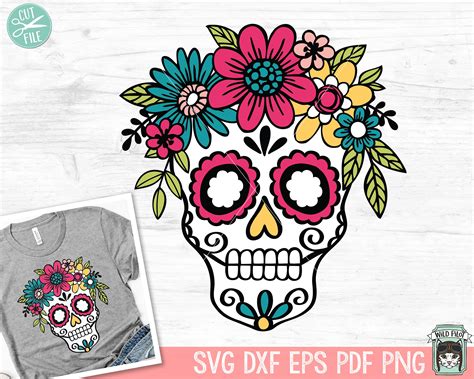 Flower Skull Clip Art Sugar Skull Svg Flower Skull Svg Floral Skull Svg