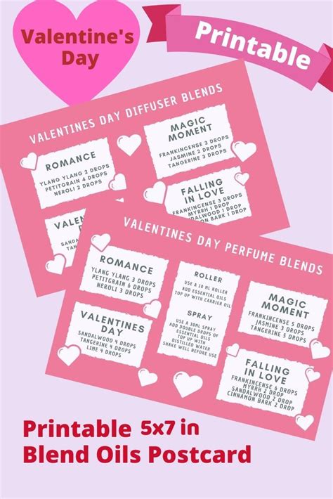 Valentines Day Diffuser Blends Recipe Card Perfume Blend Recipes