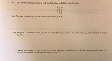 solved let x be a discrete random variable with the follo