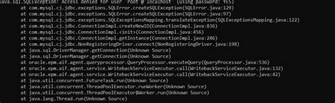 mysql xampp and epm agent java sql sqlexception access denied for