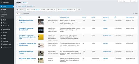 smart filters for any wordpress list table admin columns pro