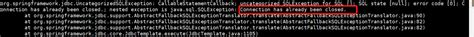 record a connection has already been closed troubleshooting