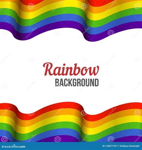 Rainbow Flag Background Waving Lgbt Flag On White Stock Vector