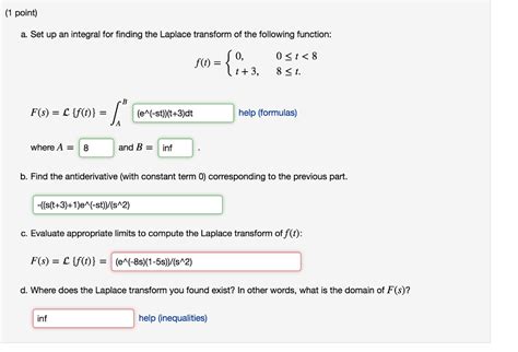 solved set up an integral for finding the laplace transform
