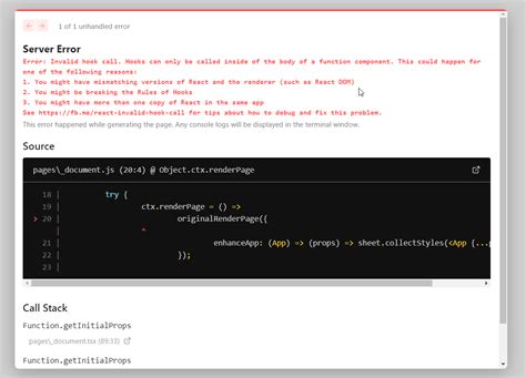 throws invalid hook call error when used with styled components