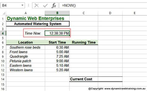 the now function in excel dynamic web training blog