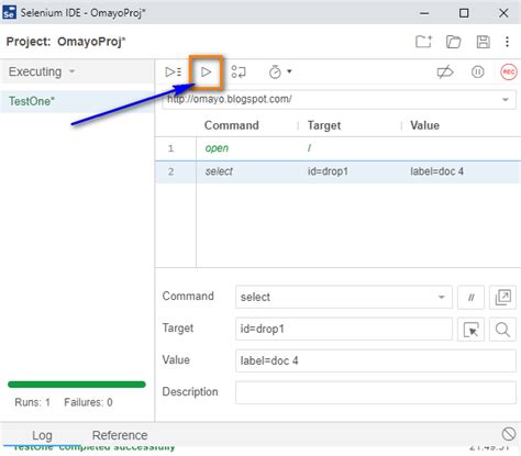 new selenium ide using ‘select command for selecting a