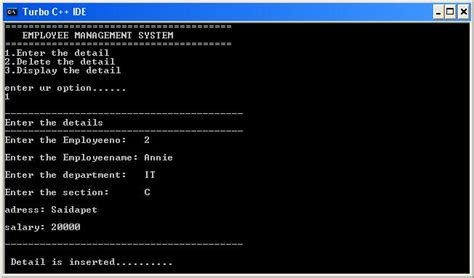visual c program for the implementation of employee management system