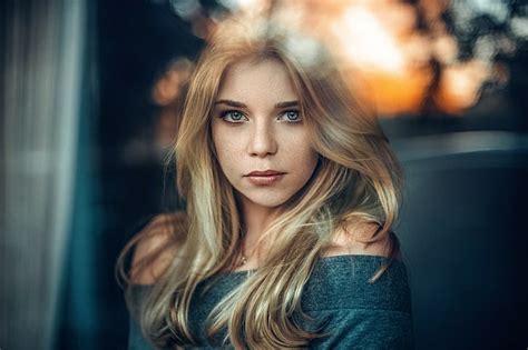 Hd Wallpaper Freckles Blonde Wavy Hair Face Portrait Bare